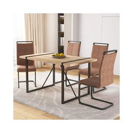 DOTMALL Tischsitz Braunes Esstisch-Set mit 4 braunen Stühlen