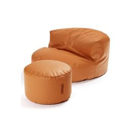 Green Bean Sitzsack Sofa + Pouf Sitzsack als Set aus Kunstleder