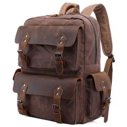 REDOM Laptoprucksack Rucksack Schulrucksack Lederrucksack Reiserucksack Schultertasche (Vintage Echtes Leder Notebook Laptop Tasche Schule Uni Rucksack