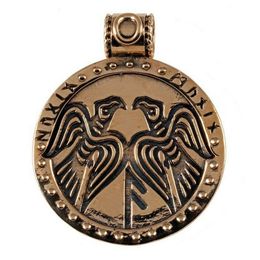 HOPLO Kettenanhänger Odin Amulett Runen Inschrift Bronze Anhänger Schmuck Wikinger