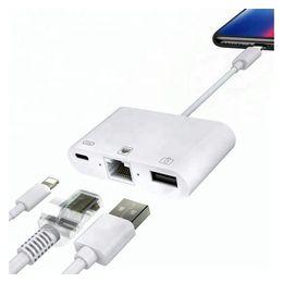 ENGELMANN EnM0556 Lightning auf Ethernet und USB Kamera Adapter 1000Mbps Netzwerk-Adapter Lightning zu Ethernet