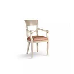 JVmoebel Esszimmerstuhl Weißer Stuhl mit Armlehnen Design Polster Esszimmer Möbel Holz Neu (1 St)