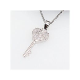 ELLAWIL Kette mit Anhänger Silberkette mit Schlüssel Anhänger Herz Damen Zirkonia Halskette (Kettenlänge 50 cm