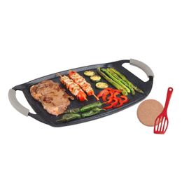 KESSMANN Grillplatte Induktion Grillplatte Ø 47cm Bratplatte BBQ Grill für alle Herdarten (Set