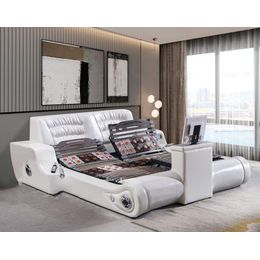 JVmoebel Bett Multifunktion Bett Schlafzimmer Möbel Luxus Weiß Doppelbett Neu (3-tlg.