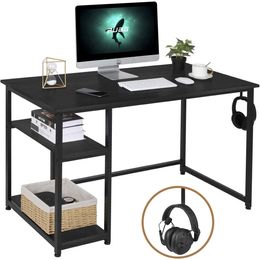 TLGREEN Schreibtisch Computertisch mit Regale und Haken Bürotisch Laptop 120x60 cm