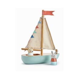 Tender Leaf Toys Spielzeug-Boot Segelboot mit Figuren Holzspielzeug