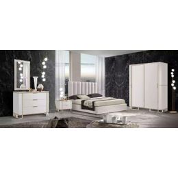JVmoebel Komplettschlafzimmer Bett 2x Nachttische Kommode 6tlg.Schlafzimmer Set Design Luxus