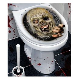 Horror-Shop Dekorationsfolie Fieser Zombie WC-Deckel Sticker für Halloween