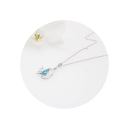 ELLAWIL Kette mit Anhänger Silberkette mit Schmetterling Anhänger Damen Zirkonia Halskette Türkis (Kettenlänge 50 cm