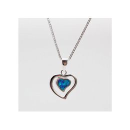 ELLAWIL Silberkette Kette mit blauen Herz Anhänger Damen Zirkonia Halskette Mädchen türkis (Kettenlänge 45 cm