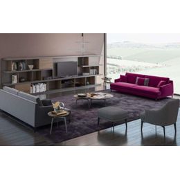 JVmoebel Sofa Moderne Graue Wohnzimmer Sofagarnitur Luxus 3+2+1 Sitzer Hocker