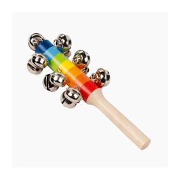 goki Spielzeug-Musikinstrument Schellenstab Regenbogen mit 13 Schellen