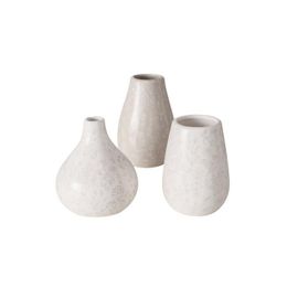 Boltze Dekovase Deko Vase im 3er Set Florales Design Weiß und Hellbraun aus Keramik