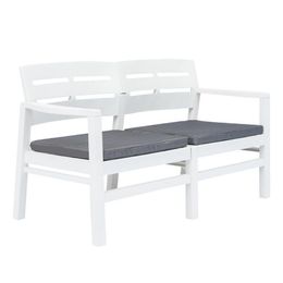 furnicato Gartenbank 2-Sitzer-mit Kissen Weiß 133 cm Kunststoff