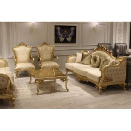 JVmoebel Wohnzimmer-Set Sofagarnitur 3311 Sitzer Couchtisch Klassisch Textil Komplett Couch
