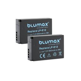 Blumax 2x Akku für Canon LP-E12 EOS M200 M100 M50 EOS 100D 850 mAh Kamera-Akku