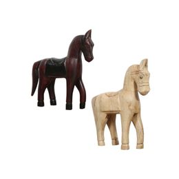 Marrakesch Orient & Mediterran Interior Tierfigur Dekofiguren aus Holz Pferd Hevonen 28cm Groß Tierfiguren Skulptur