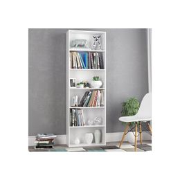 Homfa Bücherregal, 180cm Standregal Büroregal Raumteiler mit 6 Fächern Weiß