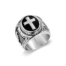 Karisma Schmuck Fingerring Herrenring Edelstahl Emailliert Kreuz RSS505