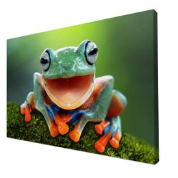 wandmotiv24 Leinwandbild grüner Frosch
