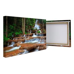 wandmotiv24 Leinwandbild Wasserfall im Wald.Thailand