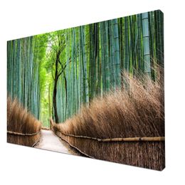 wandmotiv24 Leinwandbild Bambus Weg Wald Zaun