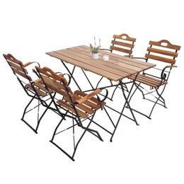 Biergarten-Set HWC-J40, Bistroset Klapptisch Klappstuhl, Gastronomie-Qualität Akazie MVG-zertifiziert ~ naturfarben