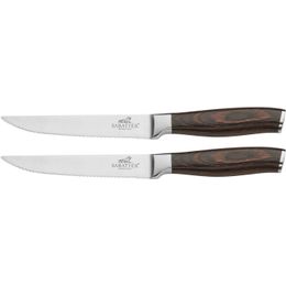 SABATIER International Steakbesteck (2-tlg), 2 Personen, Holz, Klingenstahl, Pakka Holz Griffe, silberfarben