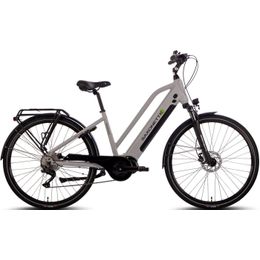 SAXONETTE E-Bike Premium Sport (Trapez), 10 Gang, Kettenschaltung, Mittelmotor, 522 Wh Akku, silberfarben