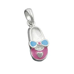 Gallay Kettenanhänger 12x6mm Kinderschuh rosa-hellblau lackiert Silber 925 (1-tlg)