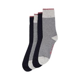 Tom Tailor Damen Viererpack Socken mit Allover-Print, grau, Muster, Gr. 35-38