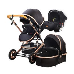 TPFLiving Kombi-Kinderwagen 3in1 Set - Modell Lux 7 Stoff - Khaki