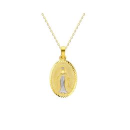 dKeniz Kette mit Anhänger Madonna 925/- Sterling Silber vergoldet Zirkonia, gelb