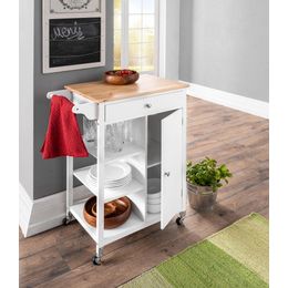 HC Home & Living Küchenwagen mit Schublade, 1 Tür & Ablagen weiß / Sonoma Eiche