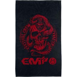 EMP Special Collection Skull n' Snake - Handtuch Badetuch schwarz weiß rot