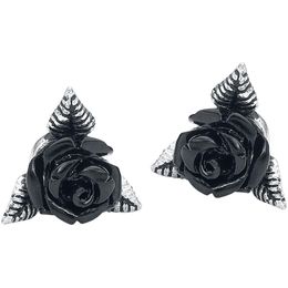 Alchemy Gothic Black Rose Ear Studs Ohrstecker-Set schwarz silberfarben