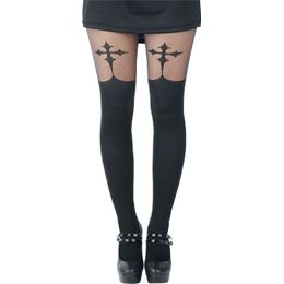 Pamela Mann Goth Cross Suspender Strumpfhose schwarz in Standard
