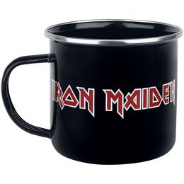 Iron Maiden Logo - Emaille Becher Tasse schwarz