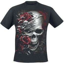 Spiral Skulls N' Roses T-Shirt schwarz in L