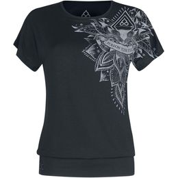 EMP Special Collection Sport und Yoga - Schwarzes lockeres T-Shirt mit detailreichem Print T-Shirt schwarz in M