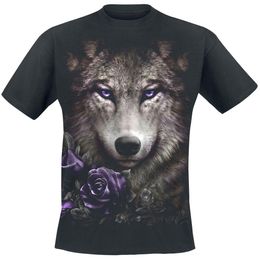 Spiral Wolf Roses T-Shirt schwarz in M