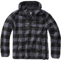 Brandit Teddyfleece Worker Pullover Kapuzenpullover schwarz grau in L