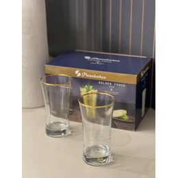 Pasabahce Glas 6-Teilig Iconic Wassergläser Azur Gold Wasser-Gläser 300 cc