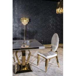 JVmoebel Stuhl Esszimmer Stuhl weiß Luxus Metall mit Textil Stühle Stil Modern