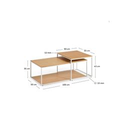 Natur24 Beistelltisch 2er Set Couchtische 100 x 50 x 43 cm Eichenfurnier Wohnzimmer