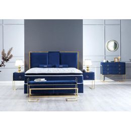 JVmoebel Bett Bett Blau Metall Möbel Design Elegantes Schlafzimmer Luxus Modern (1-tlg.