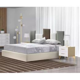 JVmoebel Schlafzimmer-Set Schlafzimmer Set Bett 2x Nachttisch Holz weiß komplett 3tlg