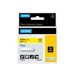 Dymo Rhino-Industrie-Vinyletiketten | 19 mm x 5,5 m | schwarz auf gelb | selbstklebendes Schriftband | für Rhino und LabelManager Beschriftungsgerät