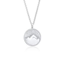 Elli Kette mit Anhänger »Halskette Münze Berge Alpen Mountain 925 Silber« Silber 45 Zarte Halskette mit Münz-Anhänger für Damen